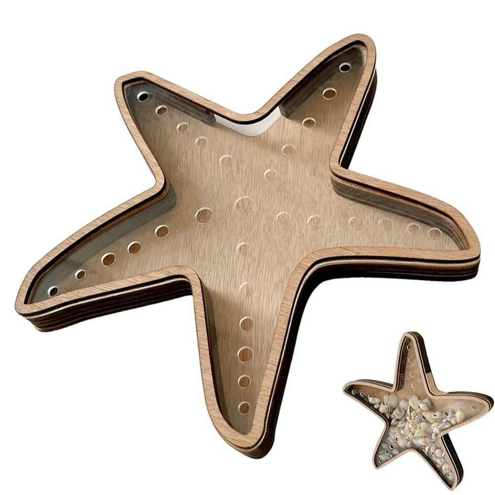 Деревянный контейнер в виде морской звезды герметичный хранилище, декоративный элемент для стола, морской стиль