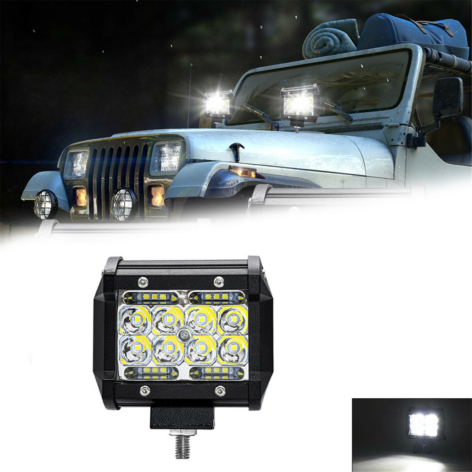 Автомобильные Светодиодные Фары: 4 Дюйма 6000LM Высокая Долговечность Для Ночных Поездок - Внедорожные Прожекторы С Широким Световым Потоком Модифицированные Автомобильные Фары For Джипы Внедорожники Грузовики Мотоциклы