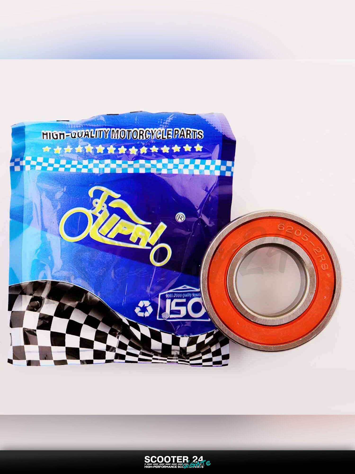 Подшипник коленвала на скутер / мопед / мотоцикл 6205-2RS 25*52*15 (к-л Suzuki AD100, Yamaha AEROX, BW'S100, GR.AXIS, ИЖ) "LIPAI"