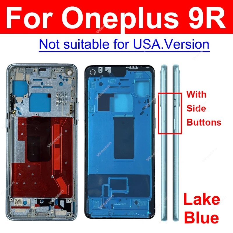 Корпус средней рамы для Oneplus 1+9 9R 9 Pro 10 Pro 9RT 5G Передняя крышка Средняя рамка корпуса с боковой кнопкой Запасные части