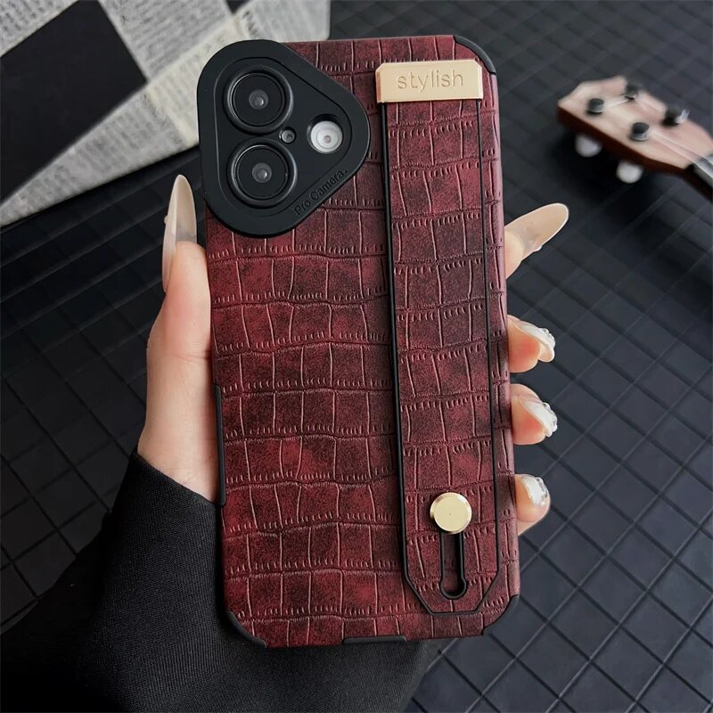 Чехол для телефона из искусственной крокодиловой кожи с Бордовый, Wine, For iPhone 14Pro Max