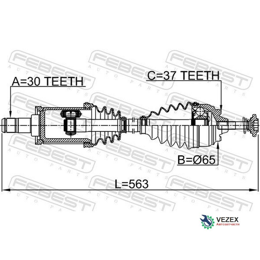 FEBEST 1914-F10LH привод передний левый 27X564X37 1914-F10LH