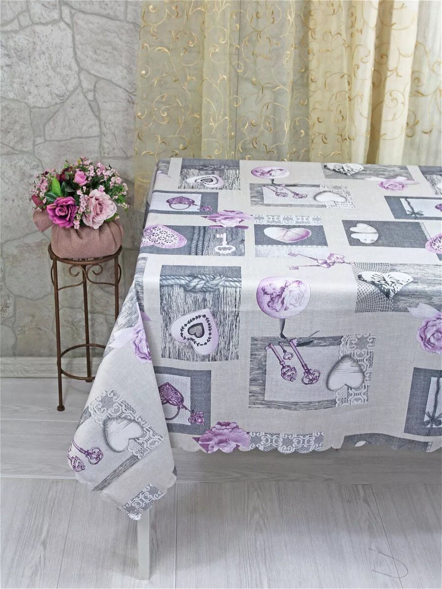 Скатерть Cherir, полиэстер, 150 см x 180 см, прямоугольная, с принтом