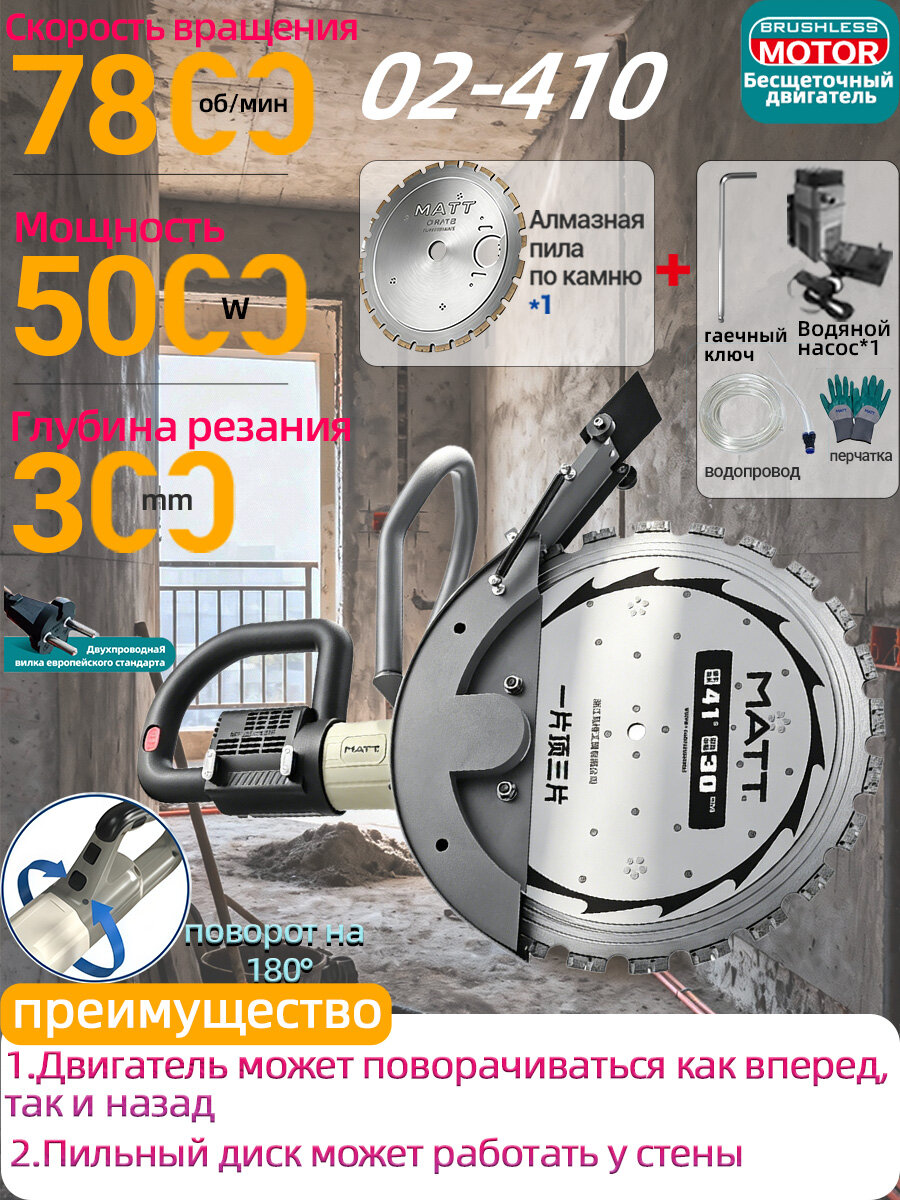 Мощная машина для нарезания канавок, не требующая регулировки бесщеточная дисковая бензопила для резки бетона, предназначенная для резки и обработки бетонных стен.
