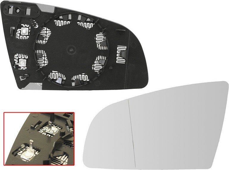 Полотно зеркала SAT ST-121-0027 Audi A3 03-08 / A4 00-09 Левое Обогрев/ асферическое