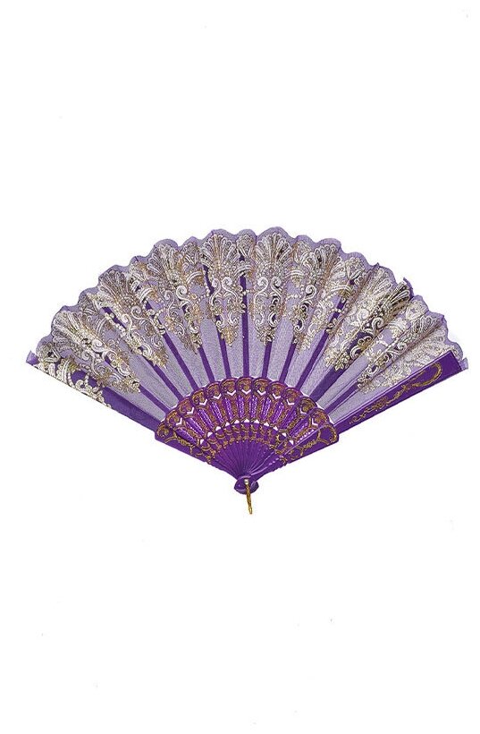 Веер из кружева "Дворцовый" 23 х 43 см. (Цв: Фиолетовый )