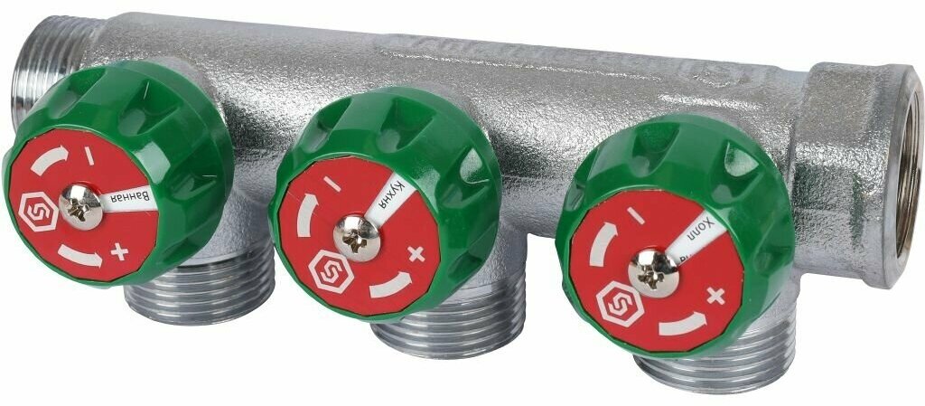Коллектор регулирующий STOUT SMB-6850-343403 3/4", 3 отвода 3/4"ЕК