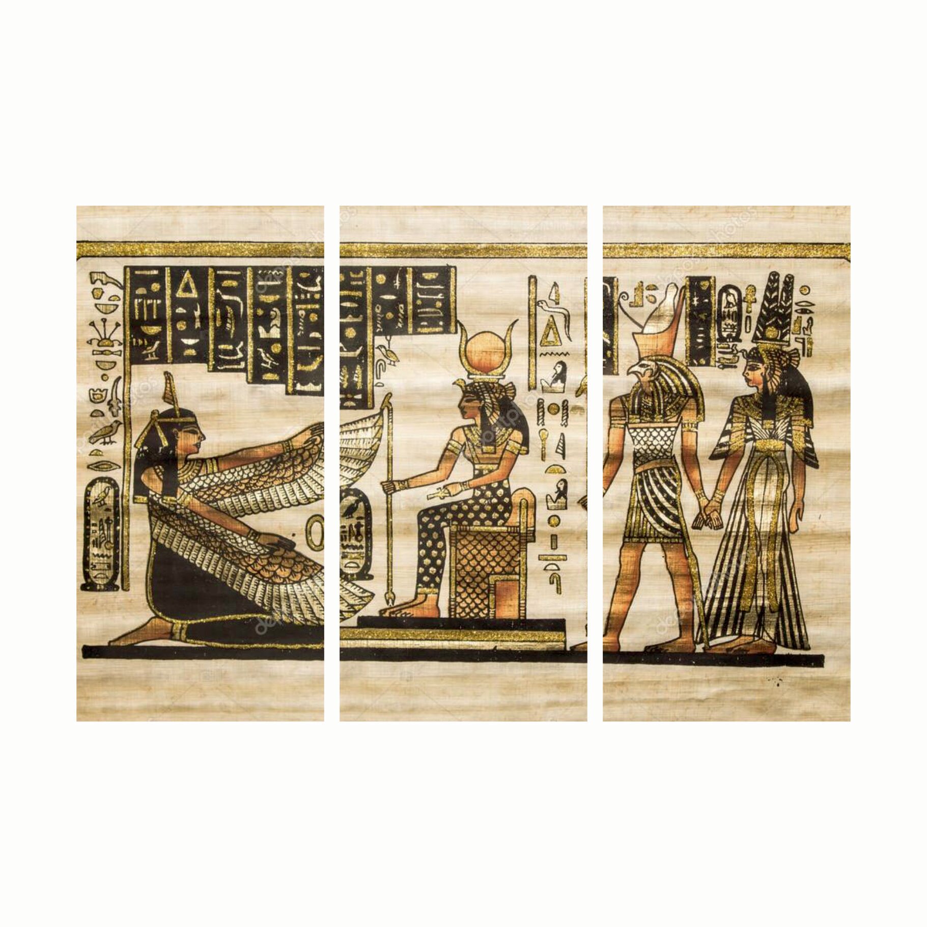 Модульная картина "Египетский папирус" (Размер:90х60см (28х60,28х60,28х60))
