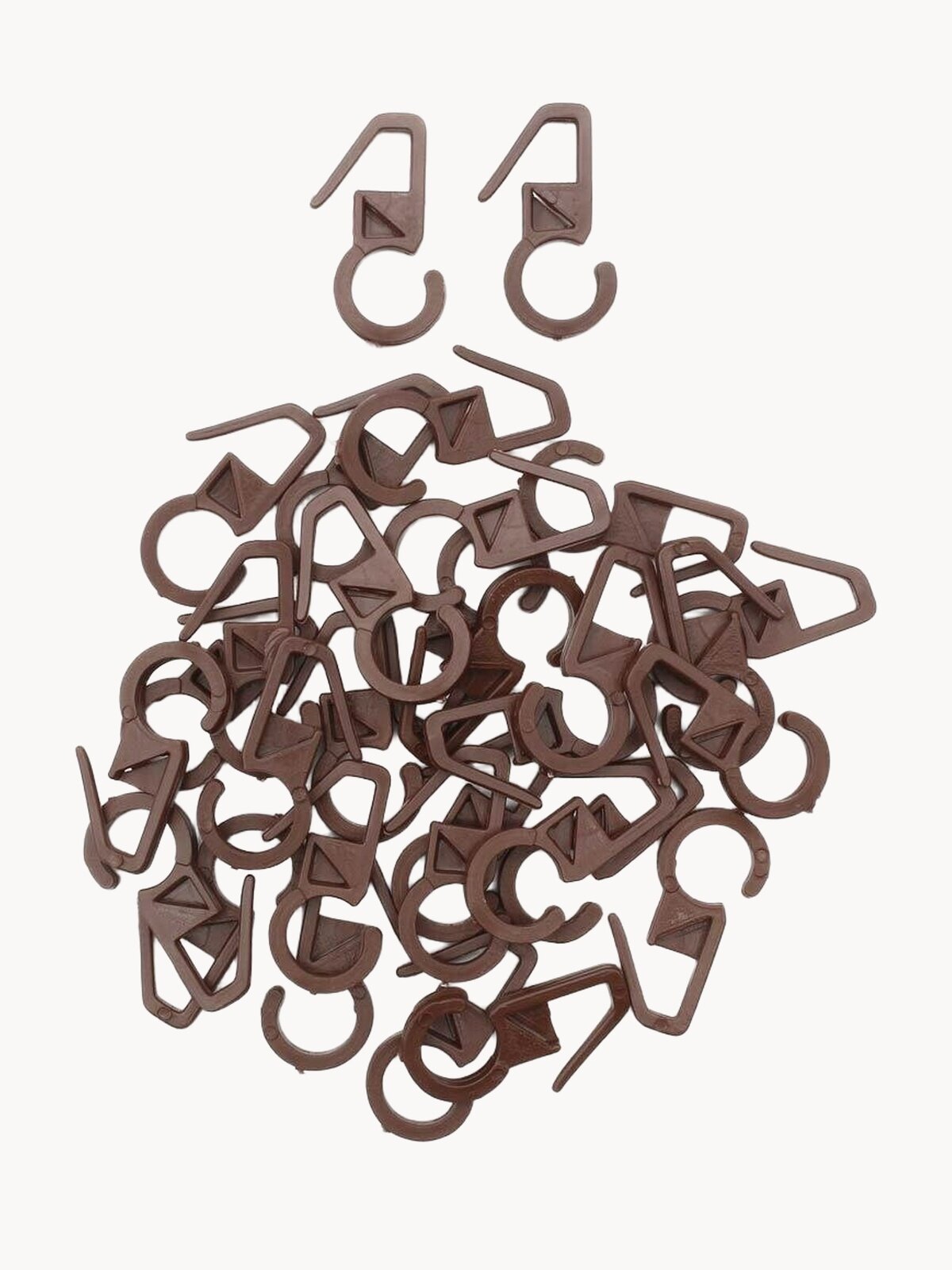 Крючки для штор на кольца, высота 34 мм, 100 шт, пластиковые, коричневые, Протос