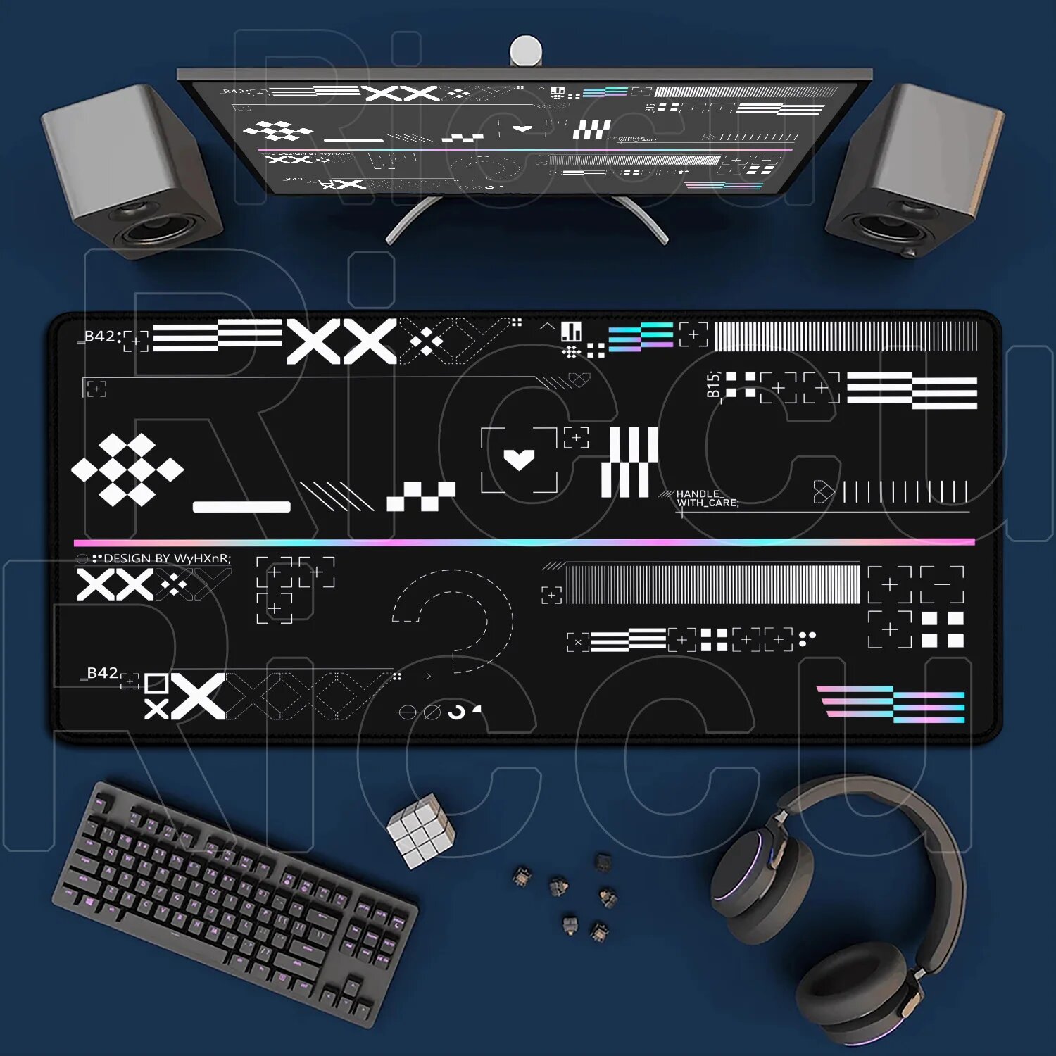 Игровой коврик Riccu 400x900 мм CSGO розовый Черный, 400x700x2mm, A7