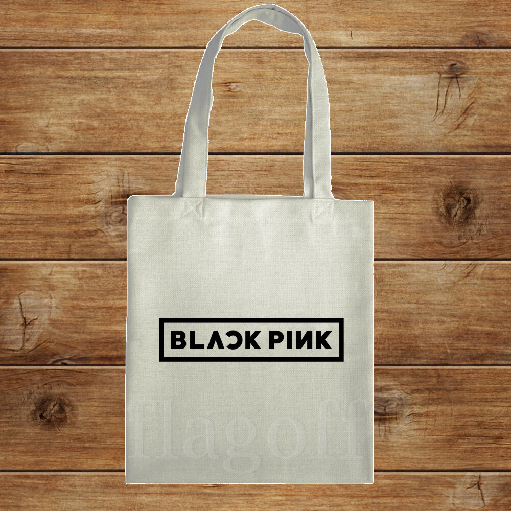 Сумка шоппер  лен по аниме Blackpink / Black pink / Блек пинк №4