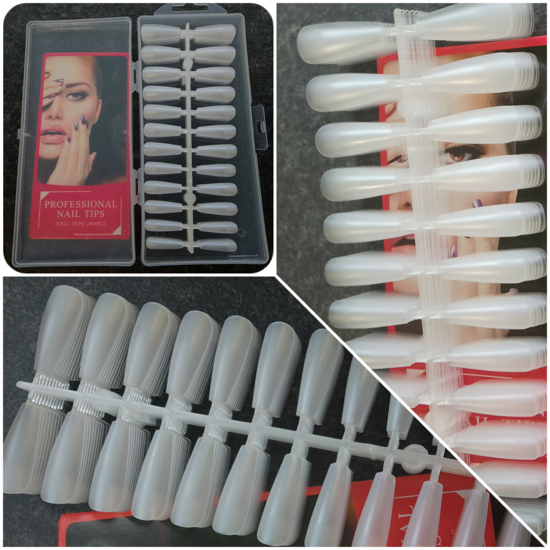 Гелевые типсы матовые с лункой "Балерина", 240шт