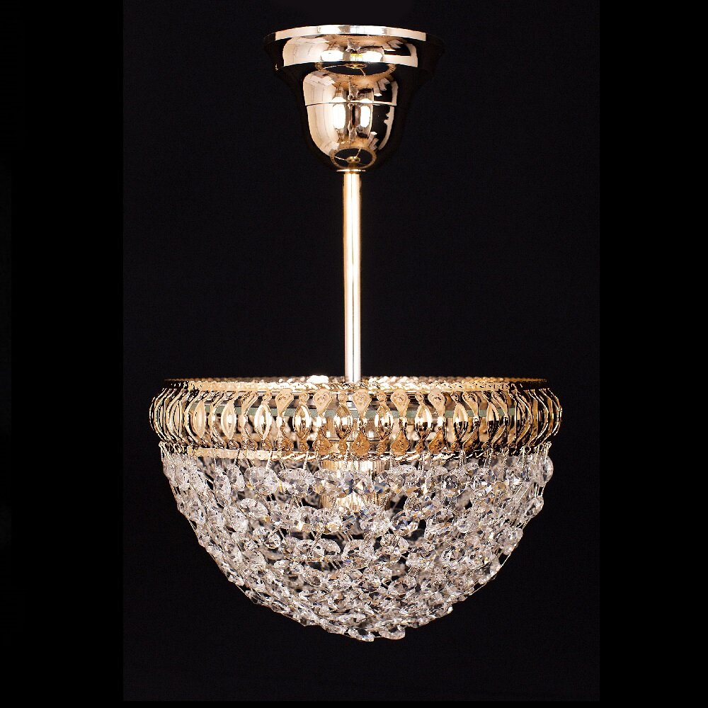 Люстра Гусь-Хрустальный Рио №2, хрусталь, Е27, 60 Вт, кол-во ламп: 1шт, цвет арматуры: золотой