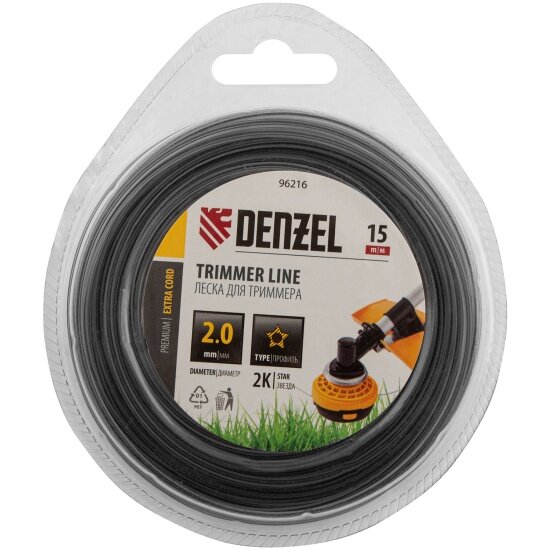 Леска Denzel для триммера двухкомпонентная звезда , 2,0мм х 15м, FLEX CORD 96216
