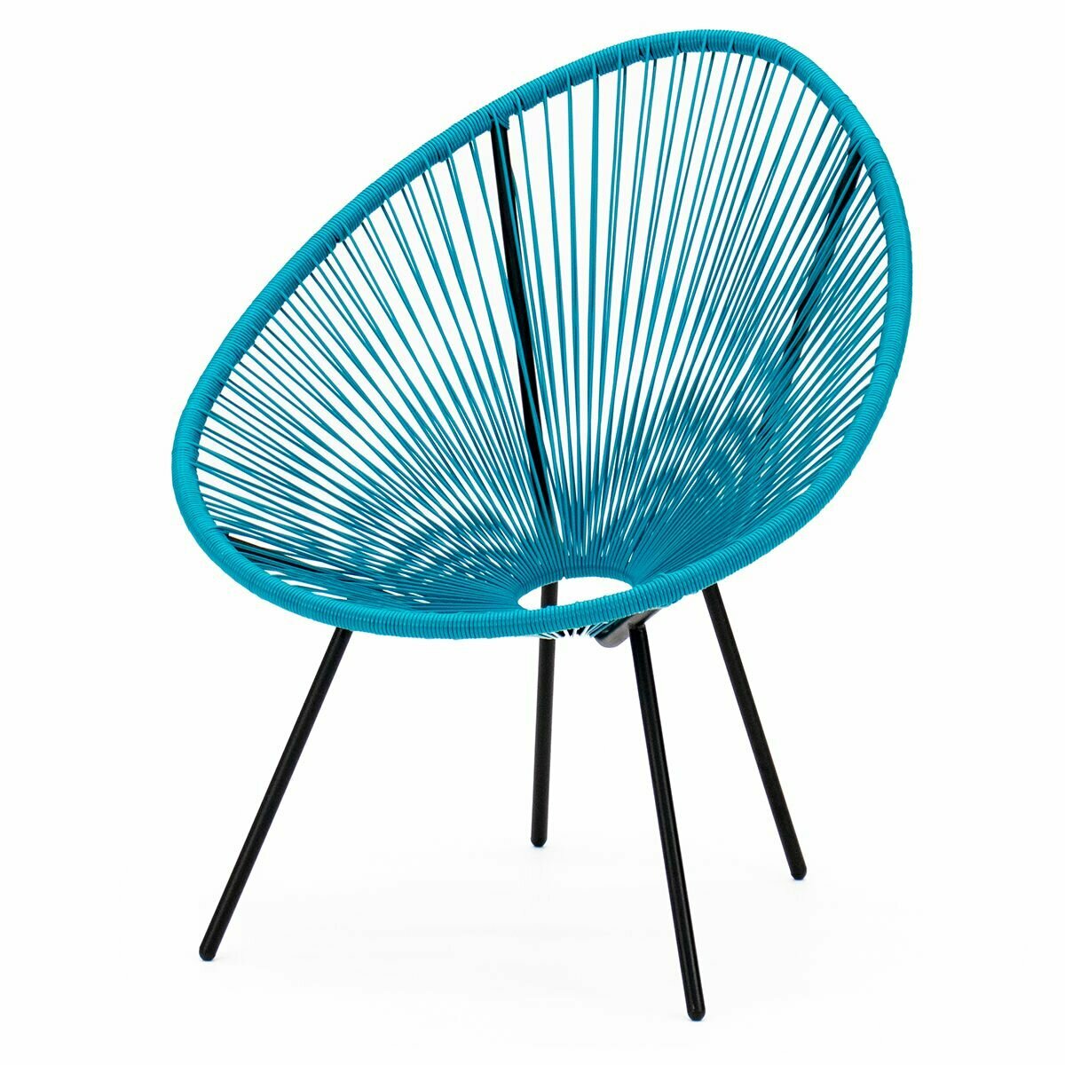 Кресло KORNERA "Акапулько", каркас черный, искусственный ротанг тёмно-бирюзовый