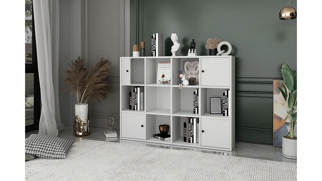 Стеллаж-комод Билли Айден 1 Белый Фасадный 0101 NEW 128x30x97 см, Дом мебели для вас