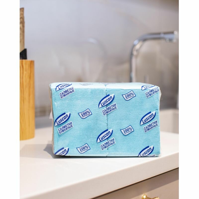 Салфетки бумажные Luscan Profi Pack 1сл24х24 пастель голубые 400 шт/уп