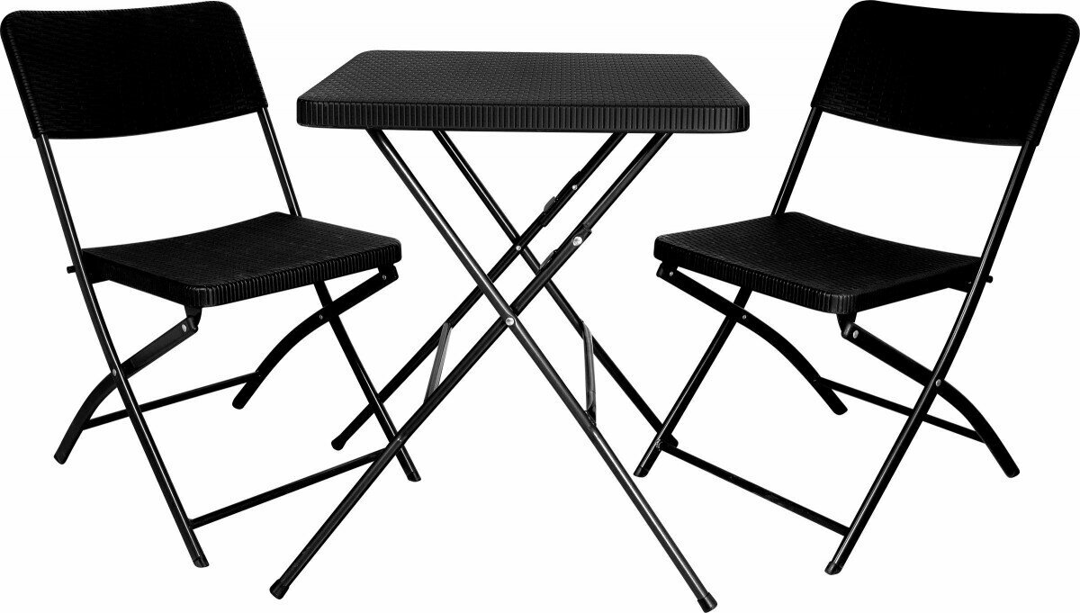 Набор складной мебели пластик под ротанг стол и 2 стула, коричневый