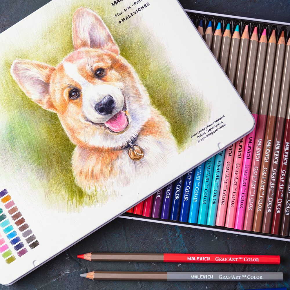 Набор карандашей цветных на масляной основе GRAF'ART PRO 30цв. металлическая уп-ка