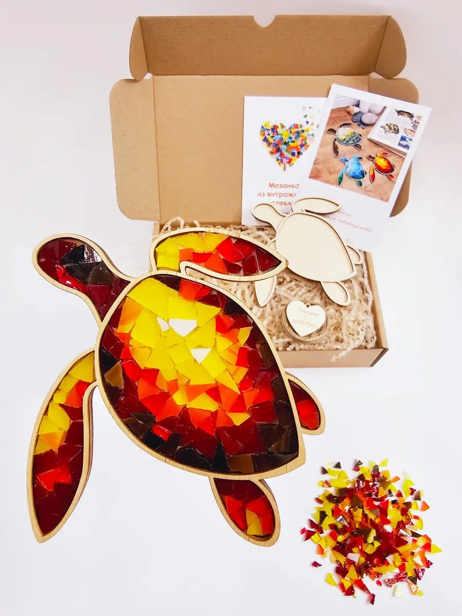 Стеклянная мозаика "Черепаха красная". Алтай Витраж