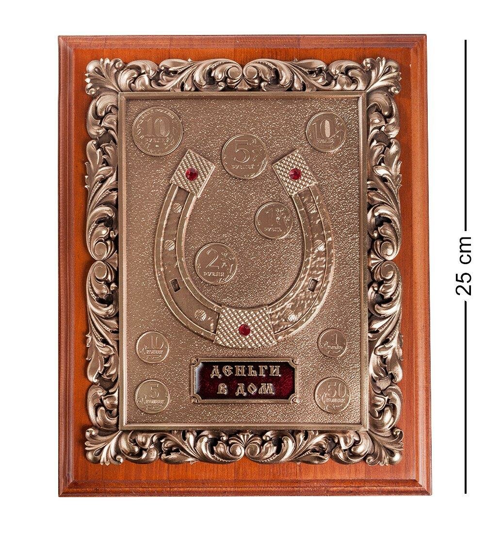 Панно Подкова 20х25 A2025936 разностор, Медь, дерево, ювелирная эмаль, стразы