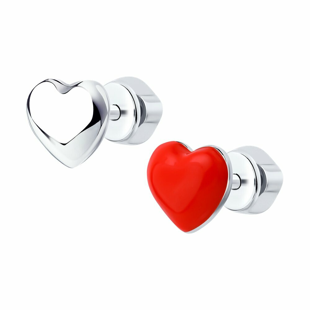 Серьги, серебро, 925 проба, родирование, эмаль