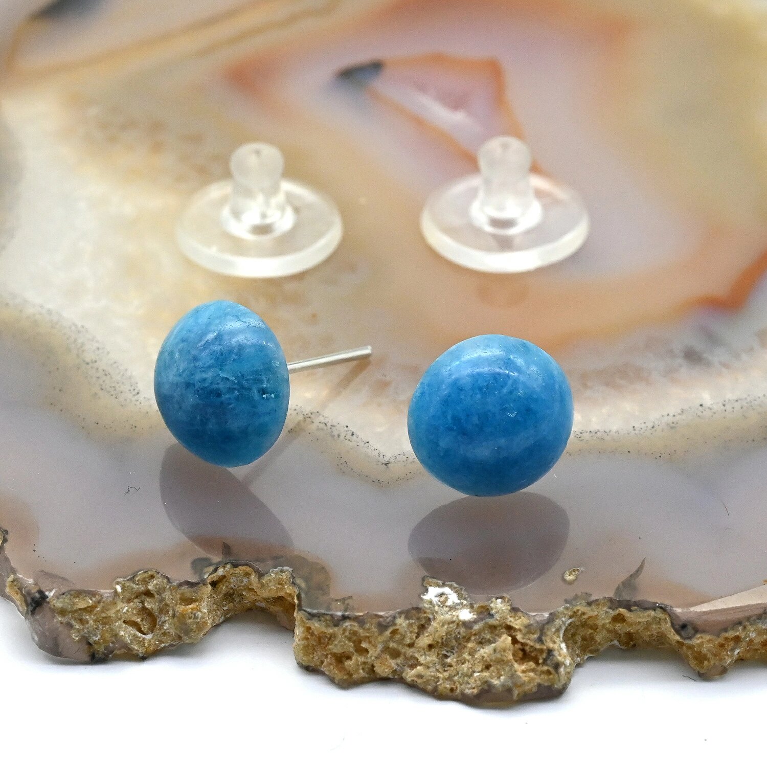 Серьги пусеты, аквамарин