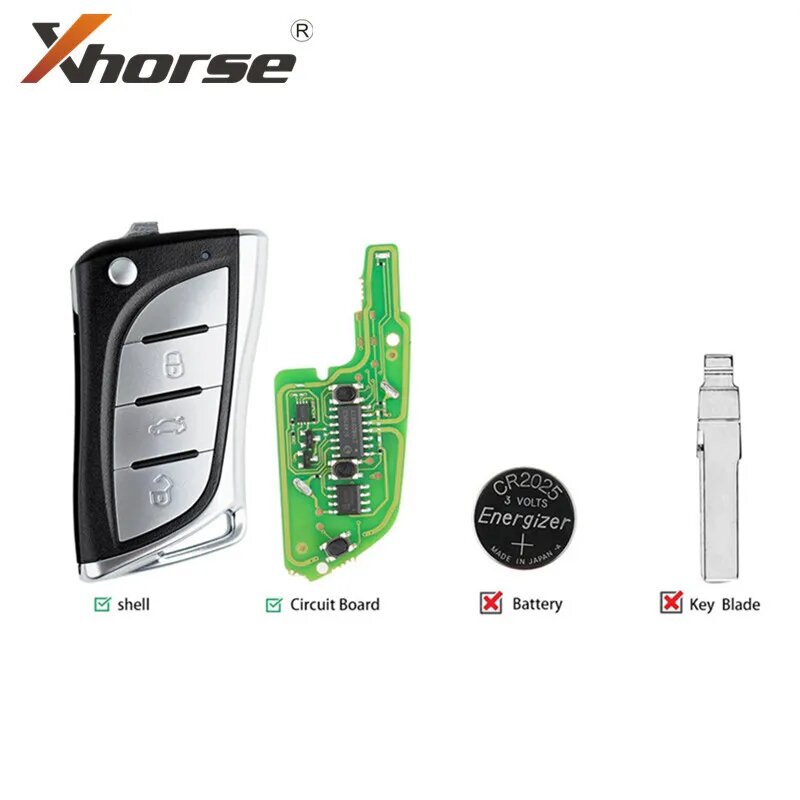 Xhorse XELEX0EN супер Удаленный Флип 3 кнопки для Toyota/Lexus тип с супер чипом 5 шт./партия