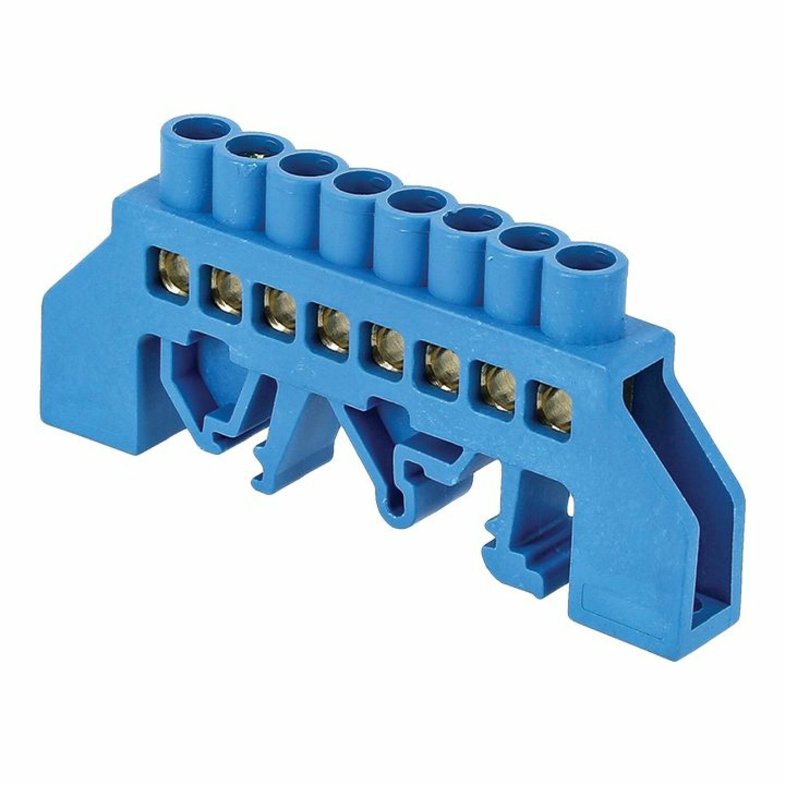 Шина N (8х12 мм) 8 отверстий, латунь, синий нейлоновый корпус комбинированный, EKF PROxima - 20 штук