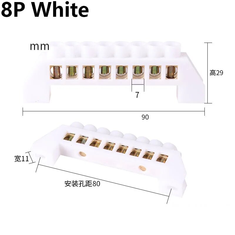 Клеммная колодка заземления и нейтрали Grounding plate 8P W
