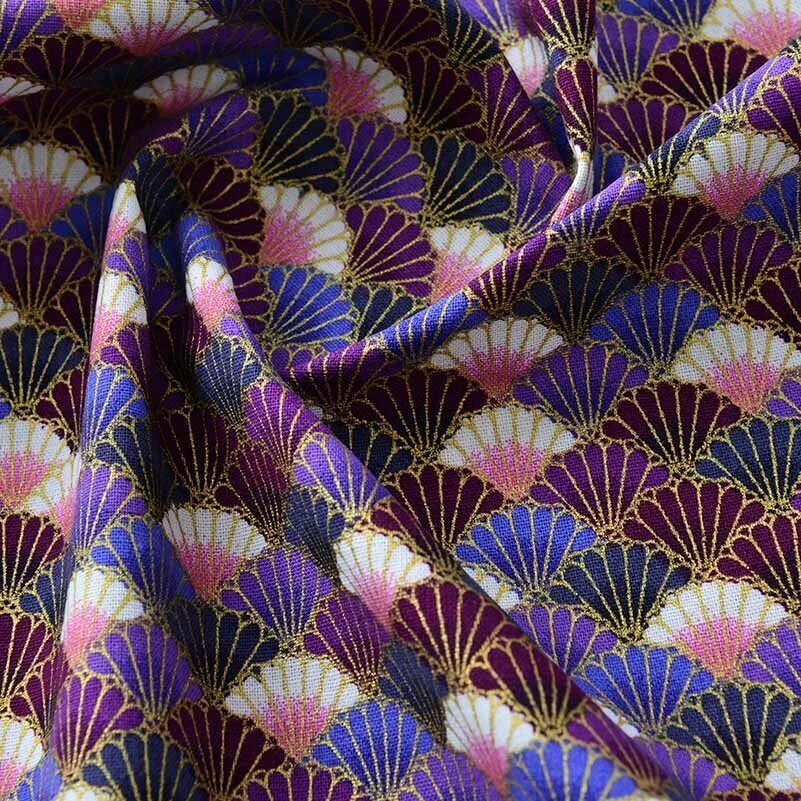 Ткань хлопковая "Японский стиль", фиолетовый, Medallion Pattern
