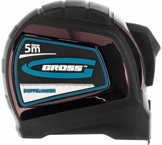 Рулетка Doppelhaken 5мх25мм, двухсторонний зацеп, нейлон, двуст. шкала GROSS