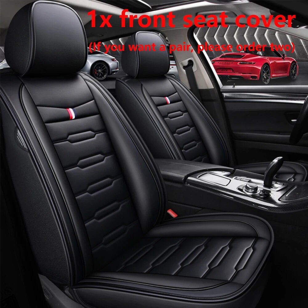 Универсальные кожаные чехлы для автомобильных сидений для Lada 2114 Granta Xray Vesta SW Cross Kalina, полный комплект подушек для сидений, аксессуары для интерьера Black Front