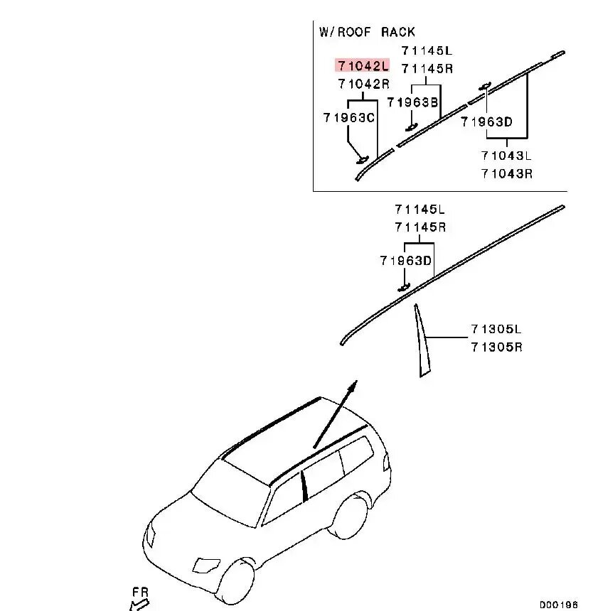 1 шт. форма для багажника на крышу для Pajero 5 дверей V90 MR492457 капельная крышка для Montero V70 резиновая для Shogun не подходит для багажника или 3 двери Front left