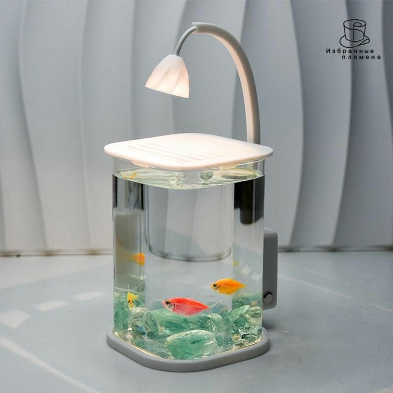 Аквариум для рыб/aquarium/с подсветкой, белый, зеленый, A