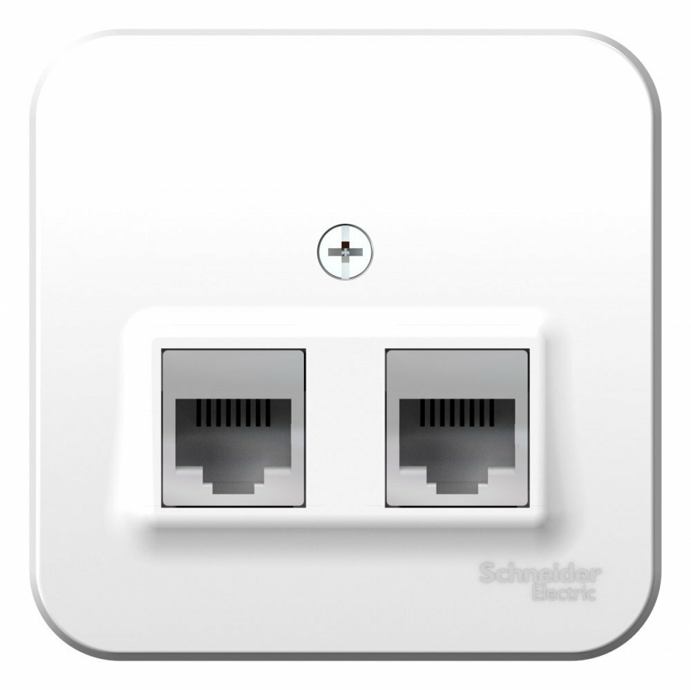 Blanca наруж Бел Розетка 2-ая ТЛФ/комп, RJ45+RJ11, кат.5E, изолир. пластина, Systeme Electric, BLNIA045111