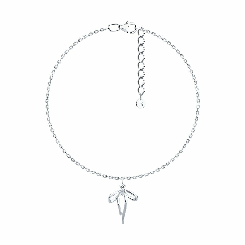 Браслет, серебро, 925 проба, родирование, фианит