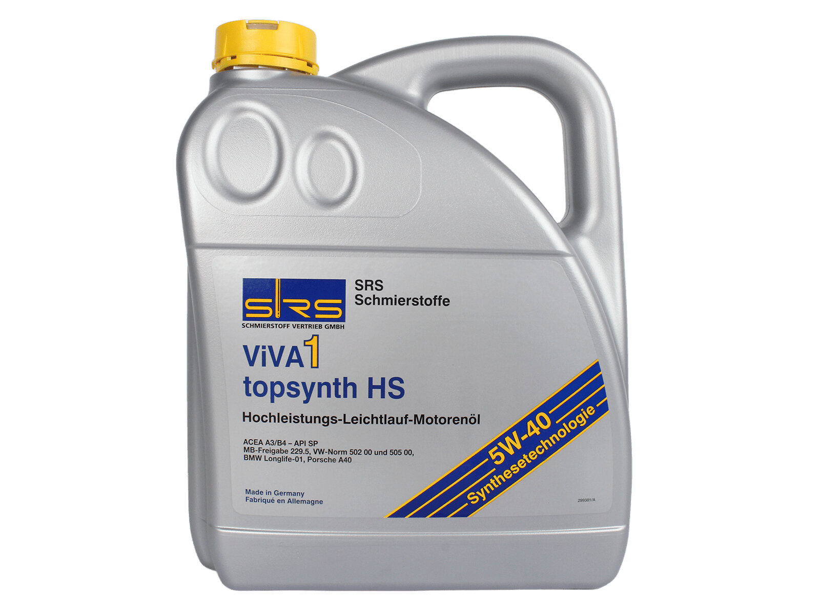 Масло моторное SRS VIVA 1 topsynth HS 5W40 4л
