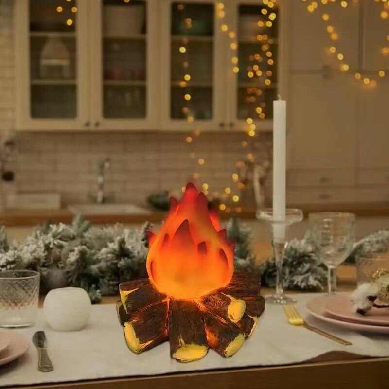 Светильник декоративный Светодиодная атмосферная лампа из смолы с имитацией пламени древесного угля