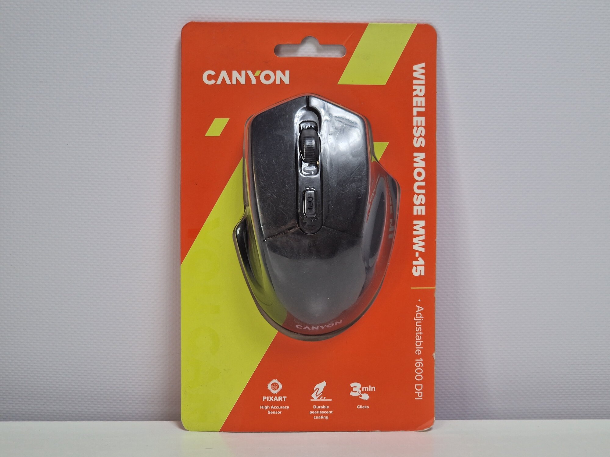 Мышь Canyon 2.4GHz Wireless Optical Mouse with 4 buttons, DPI 800/1200/1600, Black, 115*77*38mm, 0.0