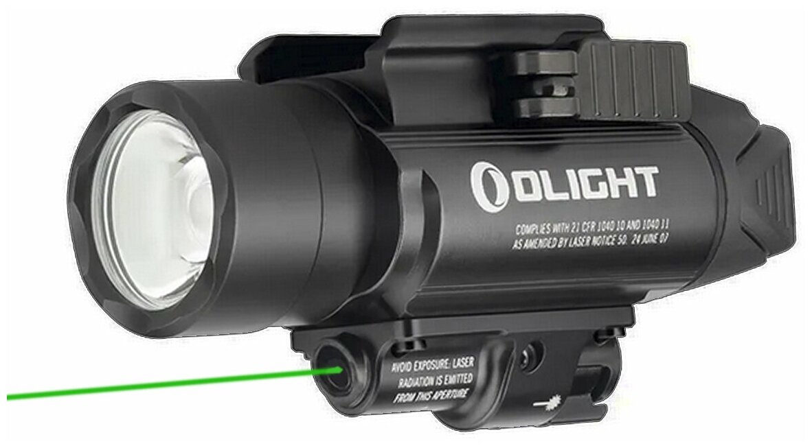 Пистолетный фонарь Olight Baldr Pro Black с лазерным целеуказателем, 2 x CR123A, 1350 люмен