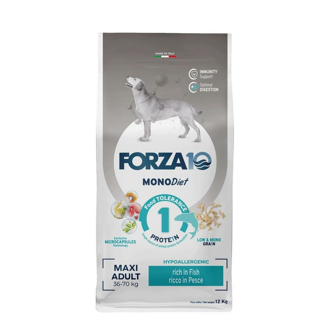 Сухой корм для собак крупных пород Forza10 MonoDIET Adult Dog MAXI Fish / Rice, гипоаллергенный, с рыбой 12 кг