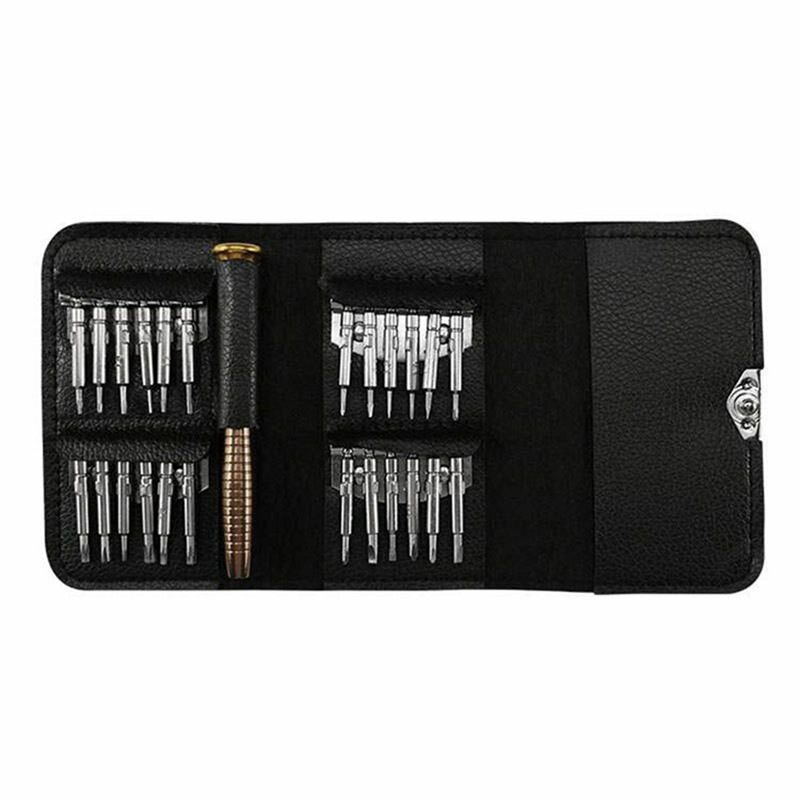 Многофункциональный кожаный чехол 25-в-1 Набор ручных отверток Инструмент для обслуживания ноутбука мобильного телефона