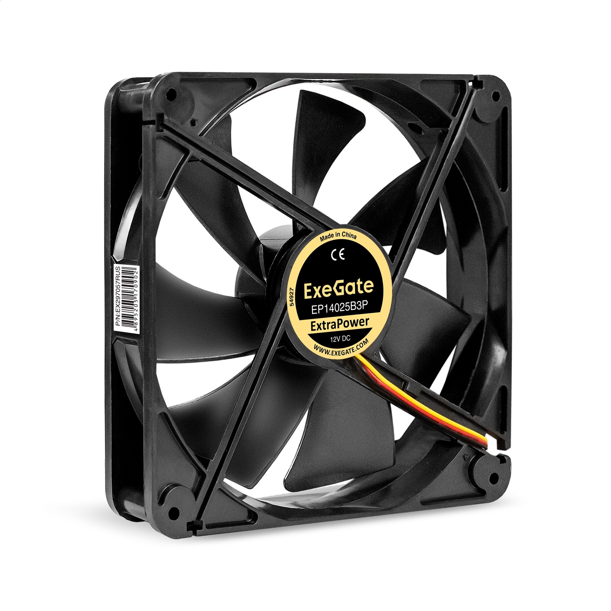Вентилятор 12В DC ExeGate ExtraSilent ES14025S3P (140x140x25 мм, Sleeve bearing (подшипник скольжения), 3pin, 1000RPM, 22dBA) EX297057RUS