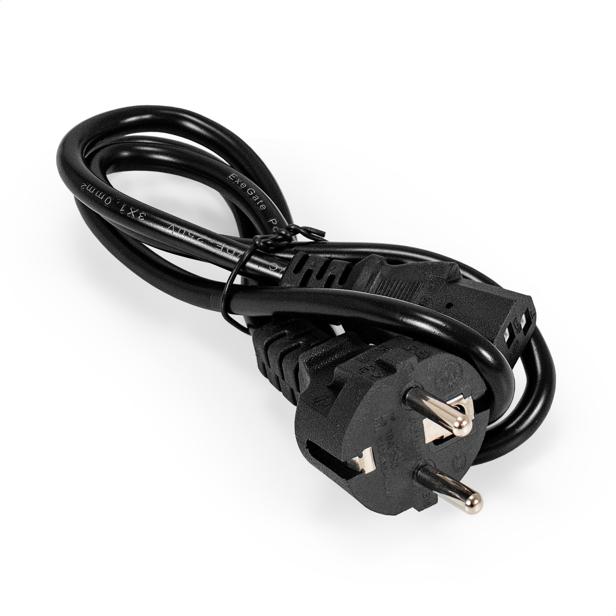 Кабель питания ExeGate Power PC-1P-Schuko->C13/3x1.0Cu (Евровилка Schuko->C13, VDE-250V-3*1.0mm2, медь, черный, 10A, 1м) EX297782RUS