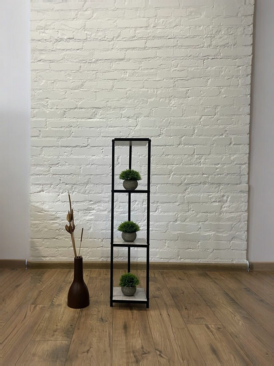 Стеллаж-этажерка 4 секции, полки 20 20 см из ЛДСП, металлический каркас, компактная, лёгкая, прочная