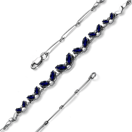 Браслет, красное золото, 585 проба, бриллиант, сапфир