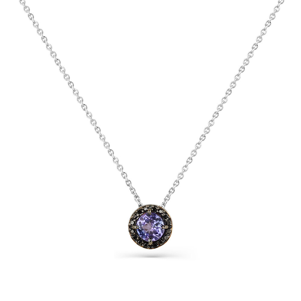 Колье, белое золото, 585 проба, бриллиант, танзанит