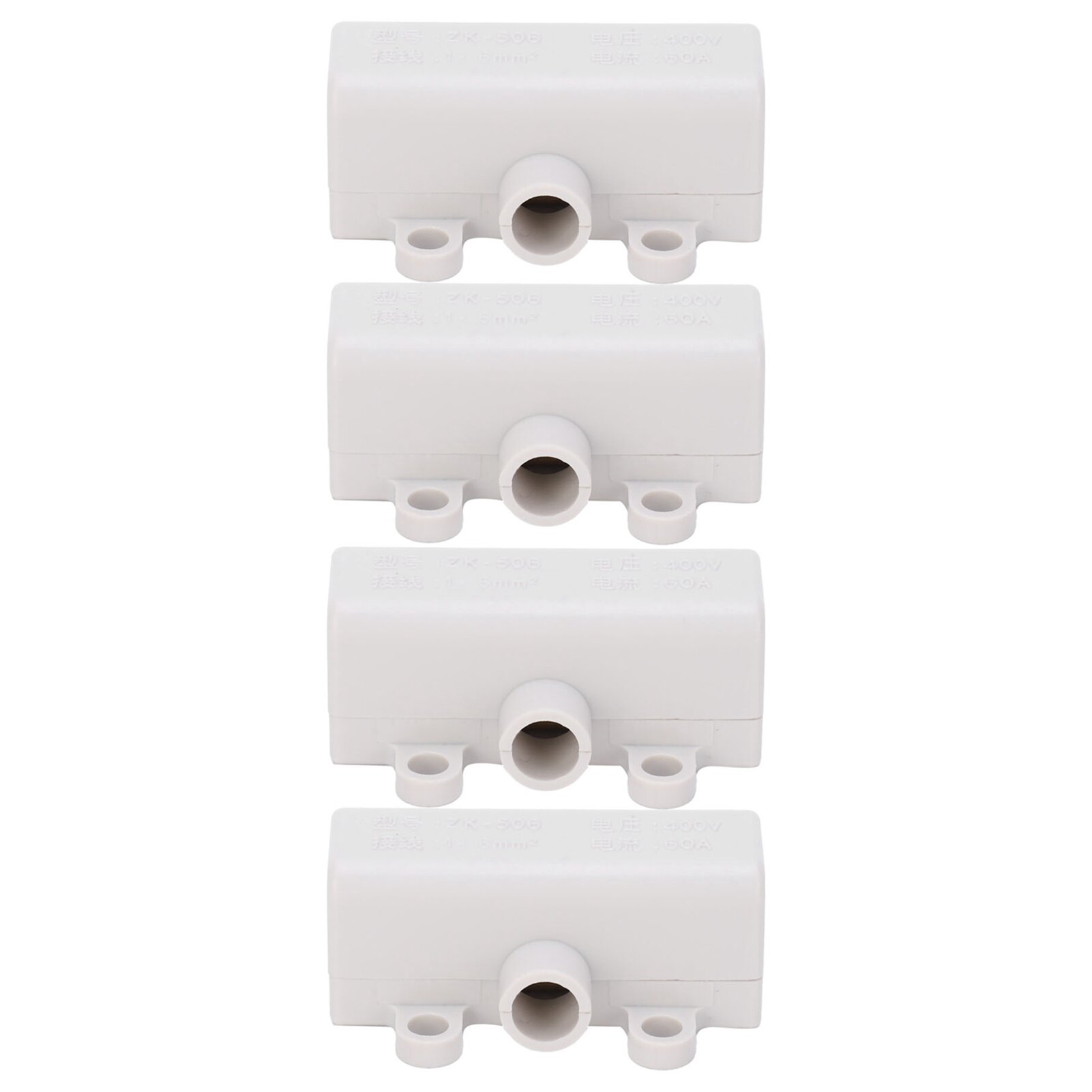 4Pcs HighPower Main Splitter TShape Wiring Terminal Block Industrial Connector 400V 60A(1-in 4-out(ZK-506) )