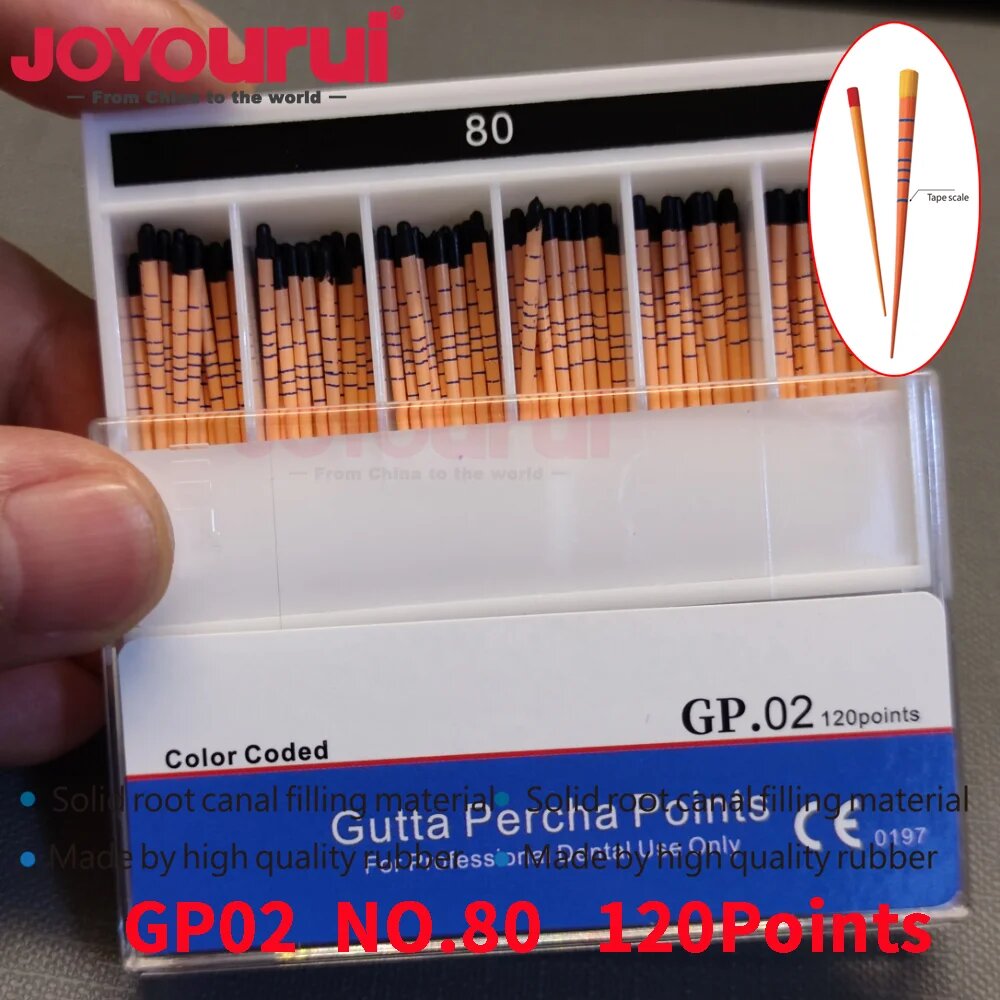 Стоматологические точки гуттаперчи JOYOURUI GP0.02, Цвет: GP02-NO.80-Mark